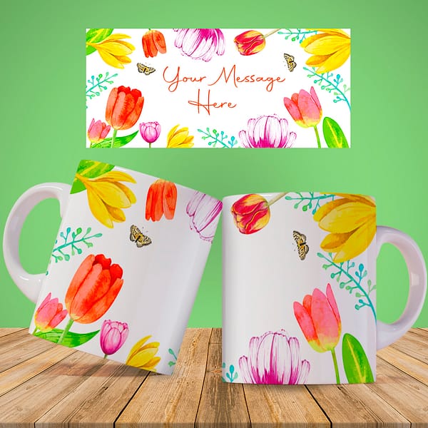 Custom Sublimated Floral Tulip Coffee Mug – Your Memories To Cherish